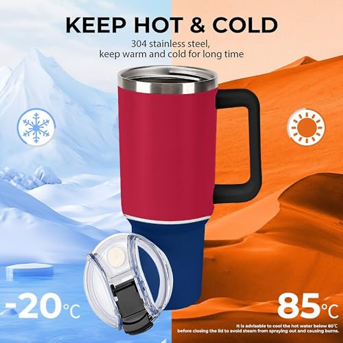 State Flag Of Carolina Insulated Tumblers with Handle Stainless Steel Coffee Mug Funny Travel Cup with Lid Straw 40oz