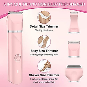 Electric Razors for Women, WUFAYHD Bikini Trimmer, 3 in 1 Foil Shaver Cordless Portable Wet & Dry, Rechargeable Body Hair Removal Public Hair, Legs Face Underarm