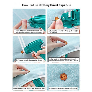 umttery Duvet Clips Gun, Keep Comforter from Shifting, No Needle Inside,Safety and Friendly to Kids or Pets, Feel Nothing When Sleeping, No Damage to Duvet Cover, Easy to Use.