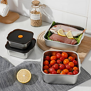 BEFOY Stainless Steel 101oz Big Food Storage Containers with Translucent Lid Food Lunch Box Containers Leak-proof Light Easy Set with Air Vent Snack Boxes (700/1700/3000)