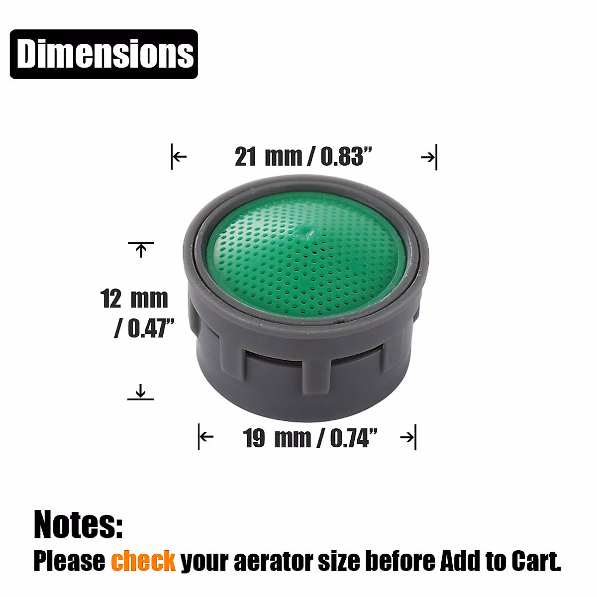 JQK Faucet Areator, 4.75 GPM Insert Faucet Aerators Replacement Parts Bathroom 10 Pack, FAG-P10