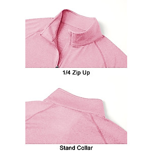 MAGCOMSEN Long Sleeve Shirts for Men Quarter Zip Pullover Mens Lightweight Golf Pullover Shirts Dry Fit Shirt Sweatshirt Pink,L
