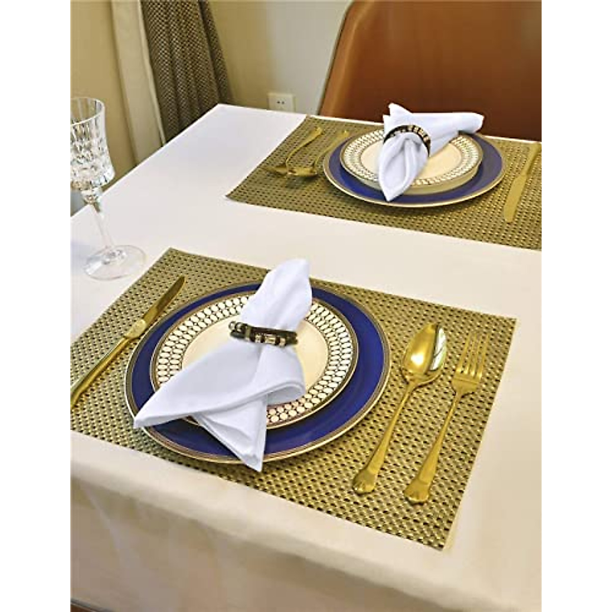 Cieltown Polyester Cloth Napkins 1-Dozen, Solid Washable Fabric Napkins Set of 12, Perfect for Weddings, Parties, Holiday Dinner (17 x 17-Inch, White)
