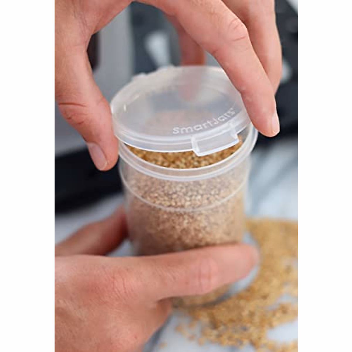 SmartJars® Pegboard Organizer Accessories Storage Jars, Pegboard Jars for Garage Organization, Craft Room, or Pantry, Pegboard Bins with Lids, Pegboard Wall Organizer, Starter Pack of 6 (White)