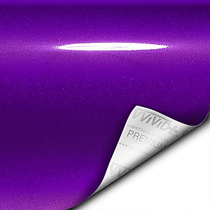 VViViD+ Ultra Gloss Candy Purple Vinyl Car Wrap Premium Paint Replacement Film Roll with Nano Air Release Technology, Stretchable Protective Cap Liner, Self Adhesive (1ft x 5ft)