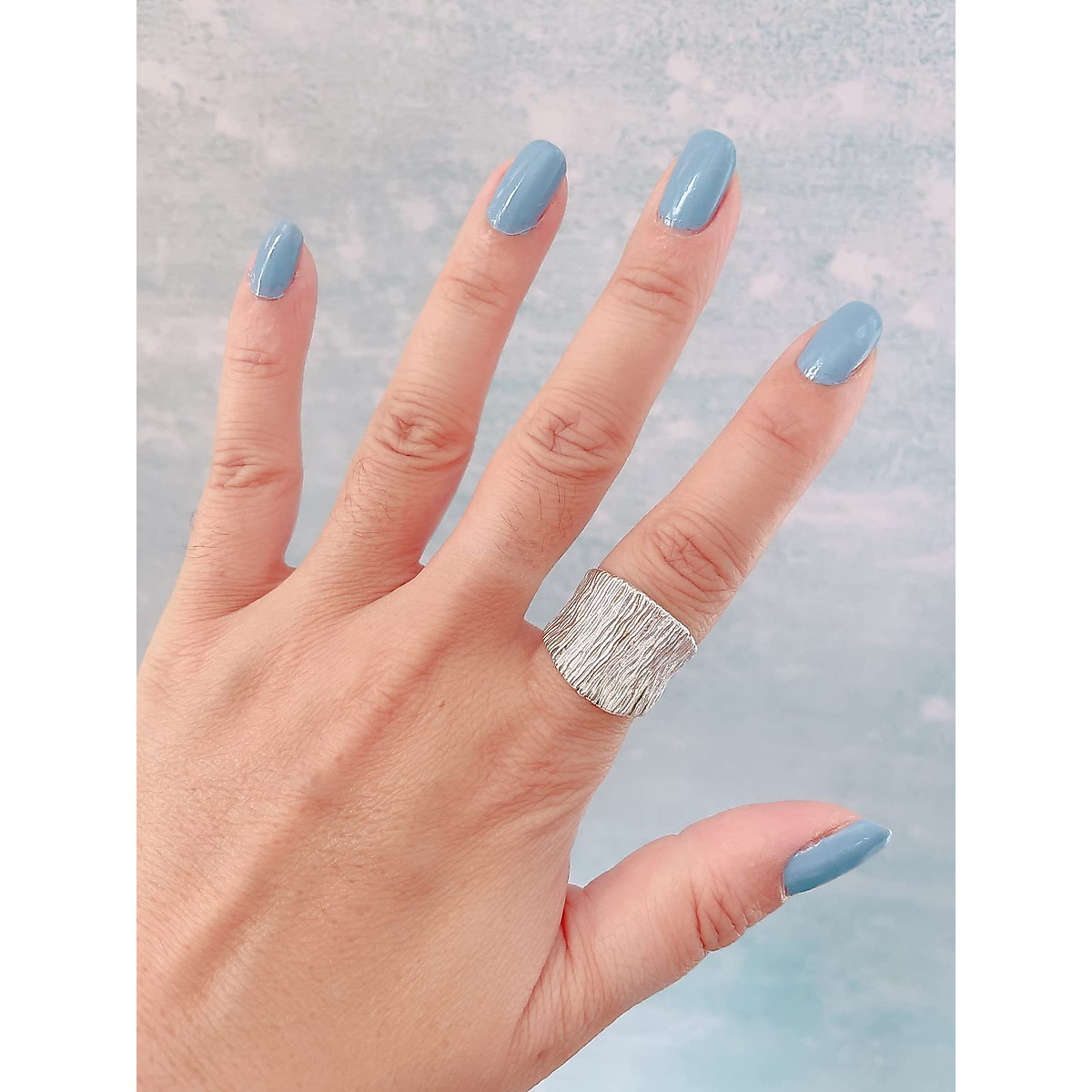 MINDDHA 925 Sterling Silver Women's Statement Ring- Handmade Silver Chunky Ring, Thick Wide Silver Ring for Women, Designer Large Ring, Silver Hammered Ring, Statement Jewelry for Women, 17mm Width - Size 9