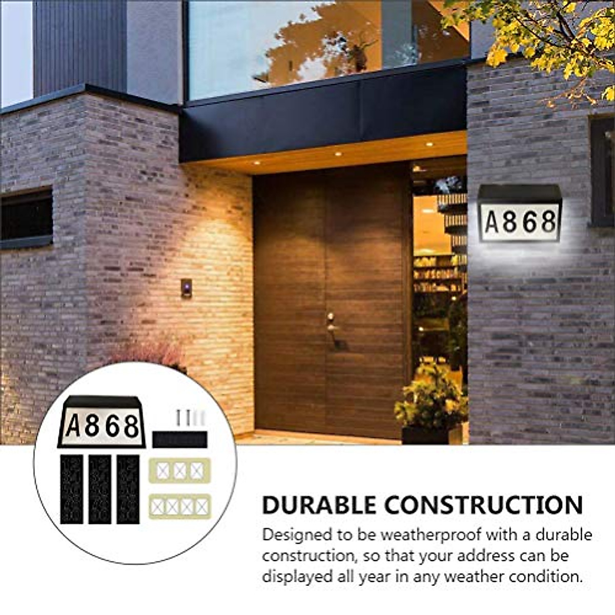 OSALADI Solar Lights Outdoor Metal Sign House Numbers Solar Powered Address Sign Set Lighted Address Sign Lamp for Home Street Garden Doorplate Black Outdoor Sign Outside Solar Lights