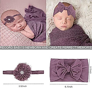 SPOKKI 4 Pcs Newborn Photography Props Outfits- Baby Long Ripple Wrap and Toddler Swaddle Blankets Photography Mat with Cute Headbands for Infant Boys Girls