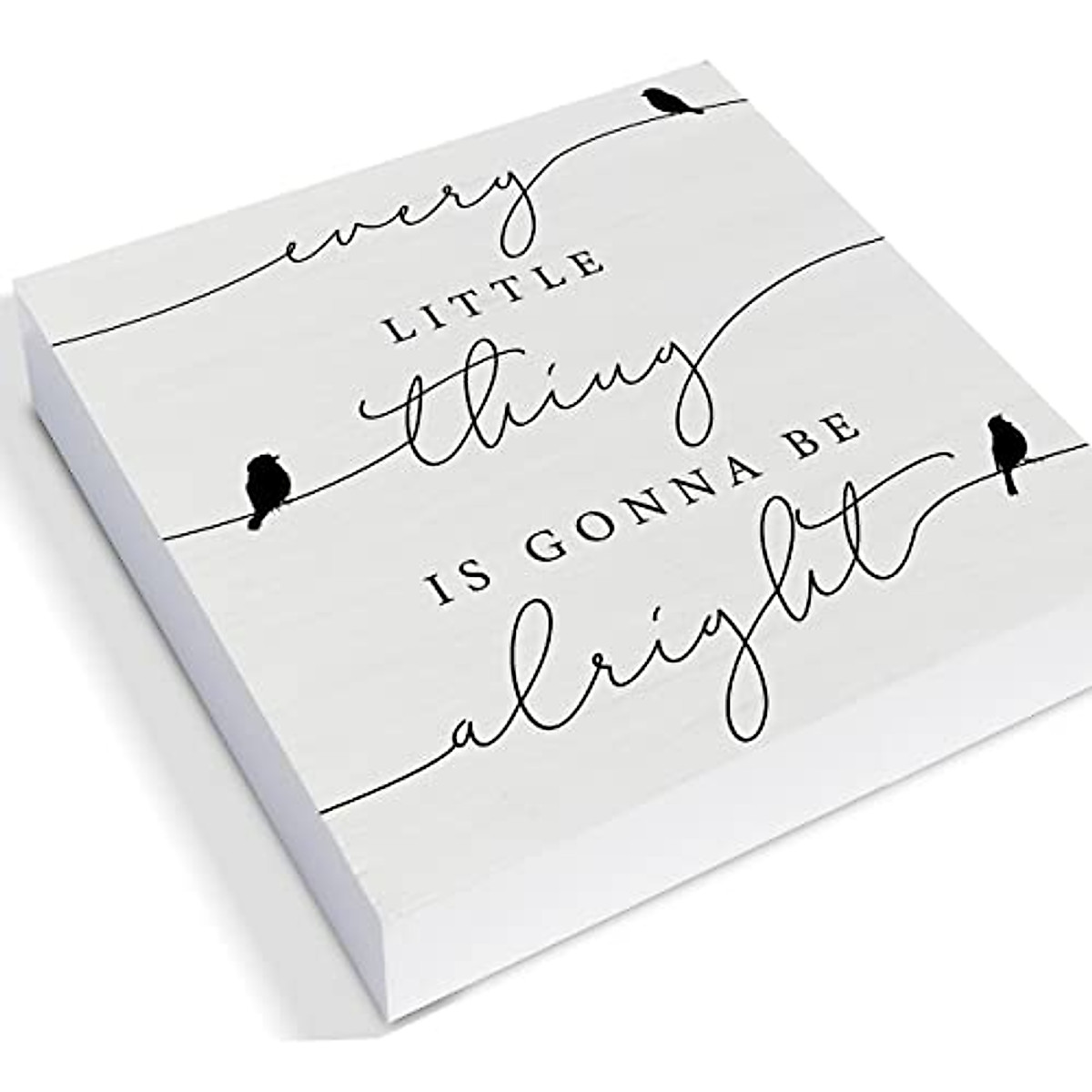 Every Little Thing is Gonna Be Alright Birds Wooden Box Sign Farmhouse Wood Box Sign Spring Art Blocks Desk Shelf Tabletop Home Decor 5 X 5 Inch