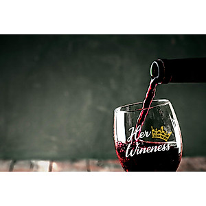 AW Fashions Her Wineness Wine 15oz Wine Glass with Funny Saying for Women Gift For The Sassy Classy and Smart Assy Woman Fun Birthday Present for Wife Best Friend Sister Daughter Queen Princess