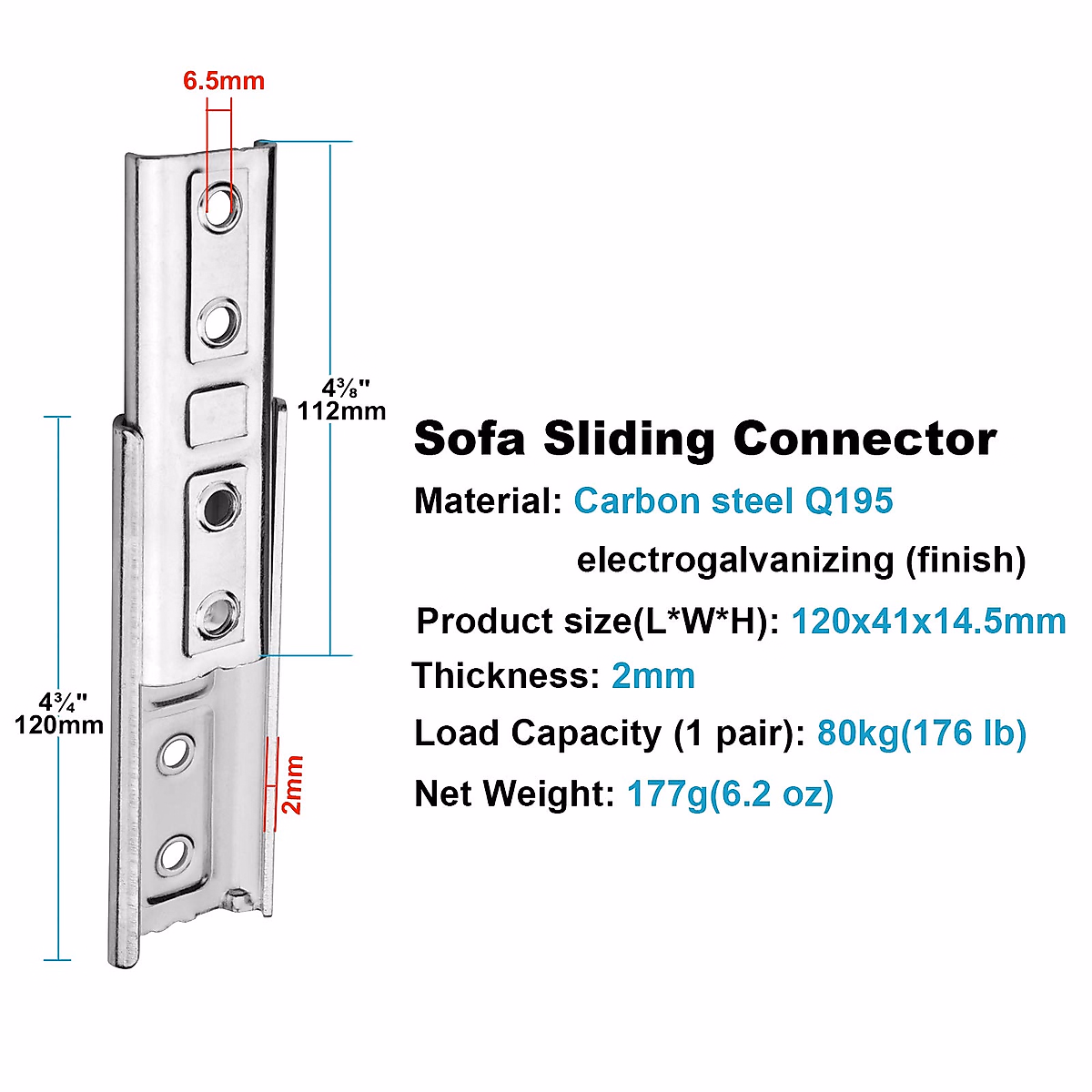 OTTFF 16 Pcs/8 Pairs Heavy Duty Interlocking Sofa Connector Bracket, Carbon Steel Sliding Sofa Connector Clamp Sectional Sofa Furniture Assemble Fixing Joint Connectors Bands, Flush Mount Hanger