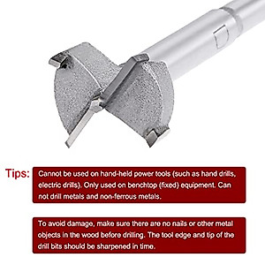 uxcell Forstner Drill Bits 24mm, Tungsten Carbide Wood Hole Saw Auger Opener, Woodworking Hinge Hole Drilling Boring Bit Cutter, 2pcs (Gray)