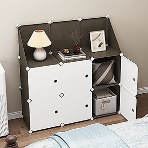 Aeitc Cube Storage Closet Organizer Cube Organizers Storage Shelves for Bedroom, Living Room, Office, Brown+white