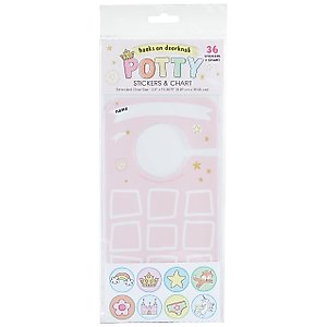 C.R. Gibson BTDK-24937 Super Princess Stickers and Hanging Door Knob Reward Chart Potty Training Tool for Girls, 3.5" W x 15.4" H, Multicolor, 36 Stickers