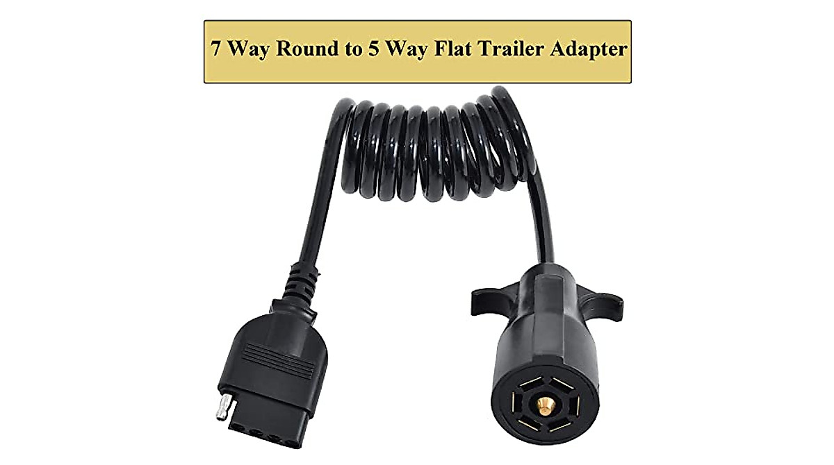 Oyviny 7-Way to 5-Way Trailer Plug Adapter - 5FT Coiled
