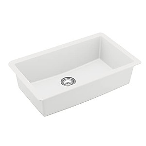 Karran QU-812 Undermount 32.5 in. Large Single Bowl Quartz Kitchen Sink Kit in White