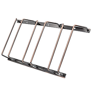 zoohot 18cm Wine Glass Rack - Under Cabinet Stemware Wine Glass Holder Glasses Storage Hanger Metal Organizer for Bar Kitchen, Copper Finish (3 Rows, 1 Pack)