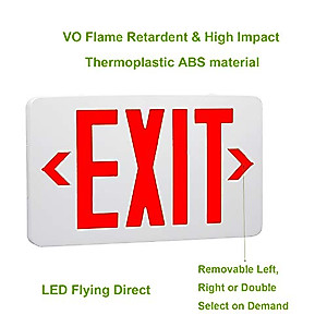 LED Exit Sign, Emergency Exit Light with Battery Backup, Double Face, UL 924, AC 120/277V, Damp Location, Hardwired Red Letter Exit Lights for Business Commercial