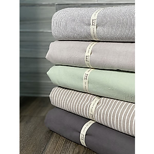 Get Bed Ready Stonewashed Cotton Bengal Pinstripe Chambray Duvet Cover Relaxed Minimal Classical Style Bedding Set Yarn Dyed Natural Classic Striped Pattern Small Banker Stripe (King, Dark Grey)