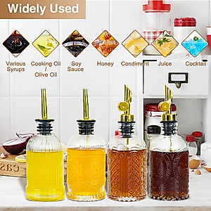 Coffee Syrup Dispenser Bottles Set 4 Pcs, 7oz/200ml Coffee Bar Accessories with Metal Pour Spout, Simple Syrup Bottles for Coffee Syrups, Honey, Condiments, Olive Oil, with Label, Funnel, Cork, Brush
