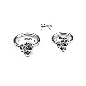 Cute 16G Bee Surgical Steel Hinged Clicker Helix Cartilage Daith Tragus Sleeper Small Hoop Earrings Nose Rings Hypoallergenic Sensitive Ears Dainty Cute Minimalist Tiny Mini Animal Huggie Hoops