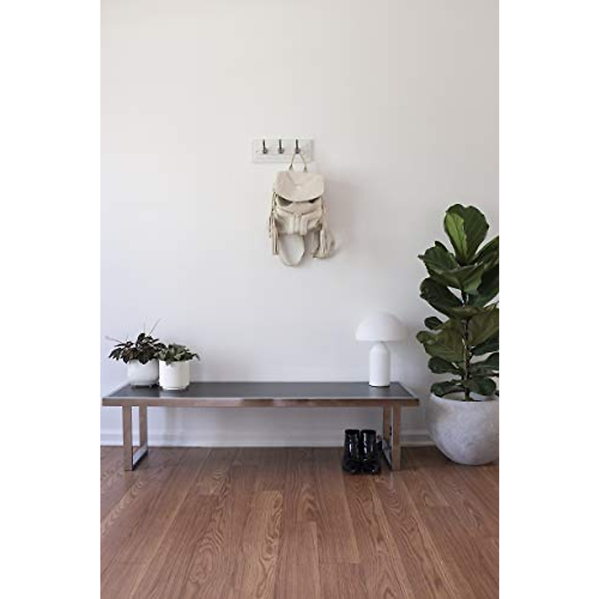 Hickory Hardware Catania Collection Coat Rack/Hook Rail 3 Coat and Hat Hooks 12 Inch Long White with Satin Nickel Finish