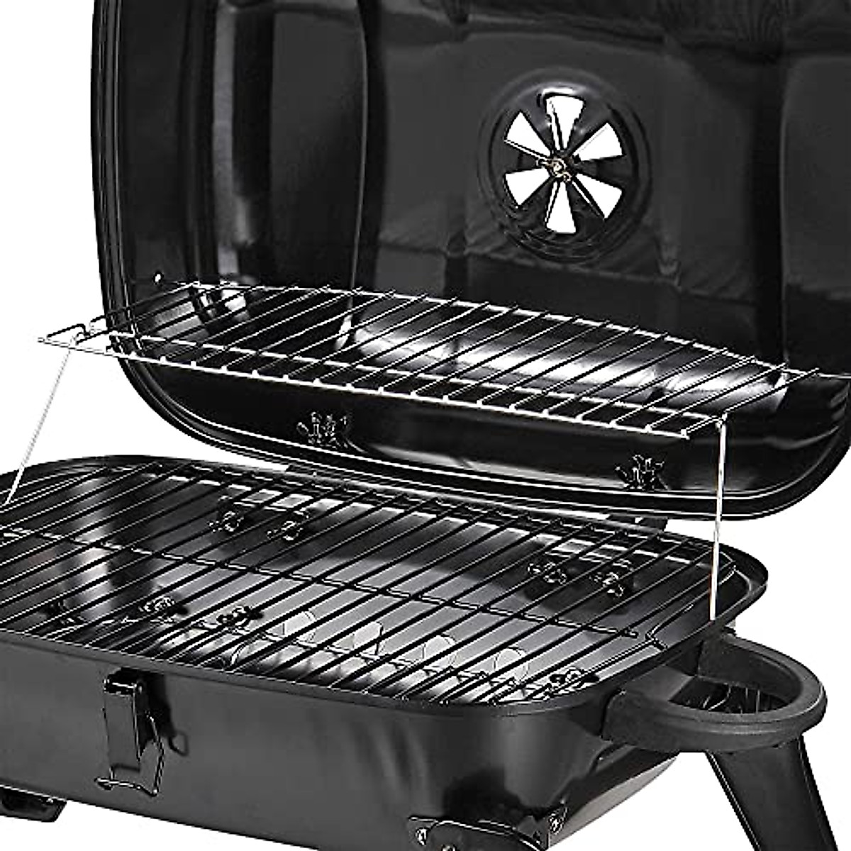 Portable Camping Charcoal Grill, Outdoor Mini BBQ Grills, Picnic Smoker with Lid Folding Tabletop Grills, CE FCC CCC