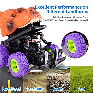 FiGoal Two Pack Monster Cars with Toy Gun Launchers Gifts for Kids for Family Fun Friction Powered Toy Cars Vehicles for Boys and Toddlers Games Toys Gifts for Birthday