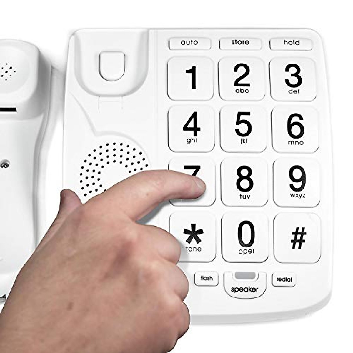 Tyler TBBP-4-WH Telephone for Seniors - Large Button Landline Phone for Elderly with Loud Speaker, Speed Dial, Ringer Volume Control, Wall Mount - Easy to See & Press Numbers - Works in Power Outage