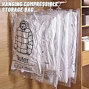 Kudias Vacuum Storage Bags, Hanging Vacuum Storage Bags, Space Saver Vacuum Storage Bags, Large Vacuum Storage Bags for Clothes (5pcs L)