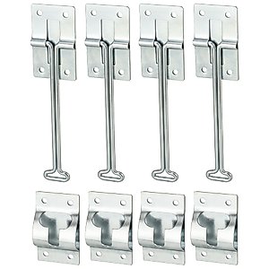 QWORK 4 Pcs 6" All Metal T-Style Door Holder Entry Door Catches for RV Trailer Camper Exterior Door Hold Hook Screws