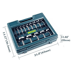 INTOO Hex Shank Forstner Bit Set 16 pcs Multi Sided Shank Wood Drill bit Set