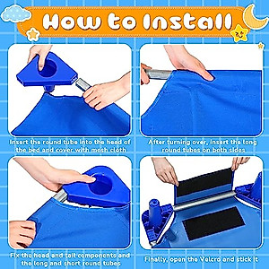 Geetery 4PCS Stackable Daycare Cot for Kid 54" L x 23" W Portable Toddler Nap Cot for Sleeping Preschool Classroom Daycare Bed Furniture, Ready to Assemble for Sleep, Back to School (Blue)