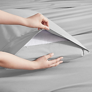 Nestl Extra Deep Pocket King Sheets Set - 6 PC Soft Microfiber Extra Deep Pocket King Size Sheets - Fade Resistant Bedding Sheets & Pillowcases - King, Silver Light Gray