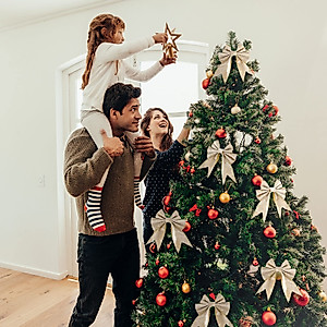 Christmas Velvet Ribbon Satin Ribbon Solid Color Wired Edge Ribbon Gold Trim Wrapping Ribbon Christmas Ribbon Decoration Soft Smooth Craft Ribbon for Bow Making (Gold, 2.5 Inch x 20 Yards)