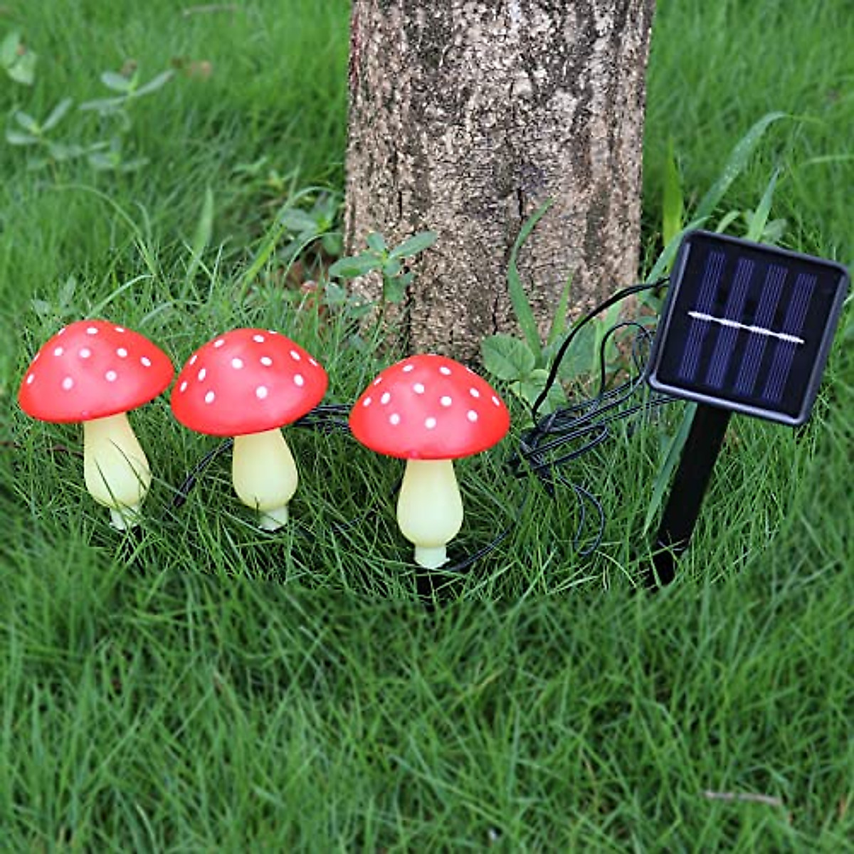 AUSAYE Solar Mushroom Lights, Garden Outdoor Decor Stuff, 8 Modes Waterproof Mushroom Night Light for Garden Pathway Landscape Yard Easter Pathway Halloween Xmas Decorations 3 Mushrooms Red