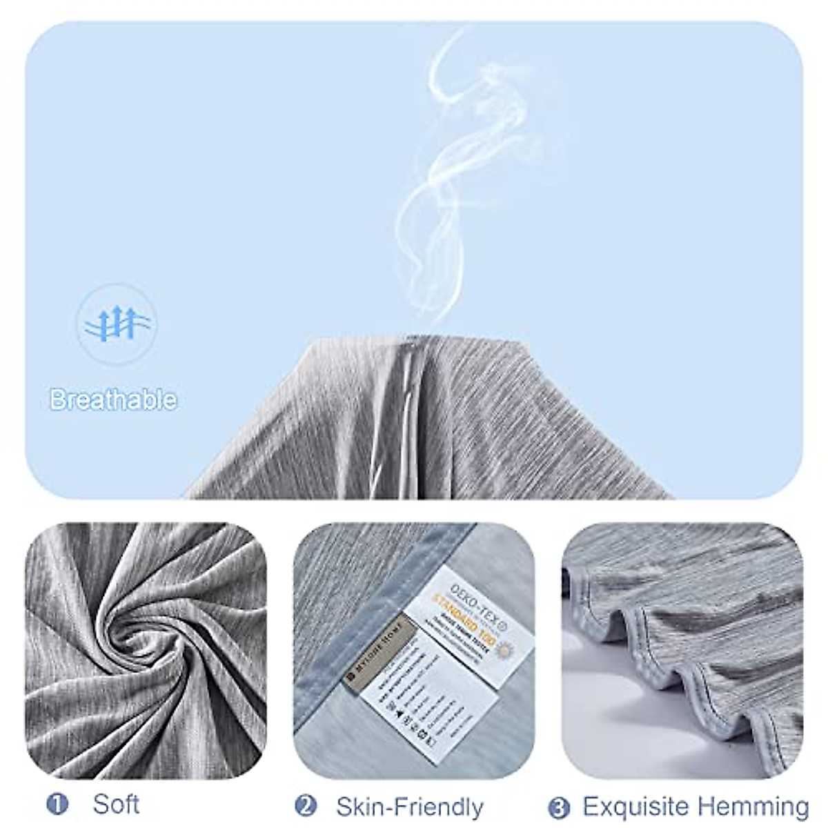 MH MYLUNE HOME Cooling Blanket for Hot Sleepers, Lightweight Thin Summer Blanket for Hot Flashes Night Sweates Sleeping,Arc-chill Cold Throw Blanket for Bed/Sofa,Queen Size, Grey