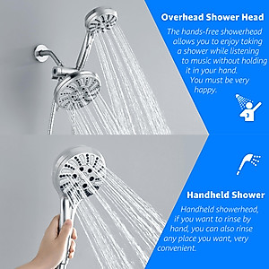 AMAZING FORCE 8.6 Inch Handheld Shower HeadShower High Pressure Handheld Shower With 6 Way Rainfall Combo Shower Sprayer
