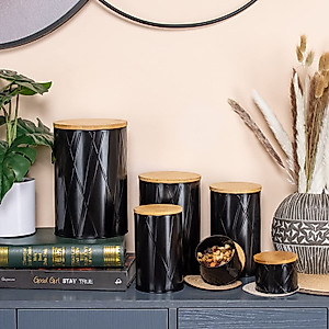 FavorFlavor Black Canister Sets for Kitchen Counter, Kitchen Canisters Set of 6, Flour and Sugar Containers, Coffee and Tea Storage, Modern Farmhouse Kitchen Decor