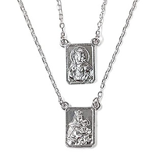 Roman Infinity Holy Scapular Sterling Silver Necklace 26 Inches Long