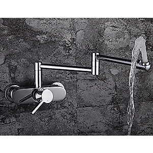 SJQKA-Faucet All copper wall type sink, sink, hot and cold kitchen faucet, dish basin, rotary folding faucet