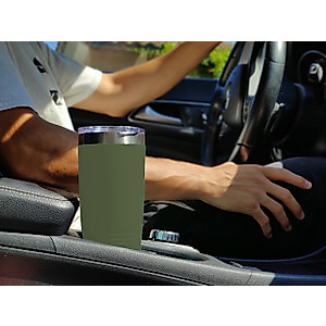 LaserGram 20oz Vacuum Insulated Tumbler Mug, Baseball Ball, Personalized Engraving Included (Camo Green)