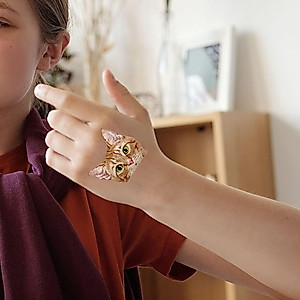 WIRESTER Temporary Tattoo Stickers for Girls Boys Kids Adults, Fake Tattoos on Face Hand Neck Wrist Party Favor Body Art, Tattoo Sheet 6 x 7.87 inch - Cat Designs (Tuxedo, Tabby Kitten, Ragdoll Cat)