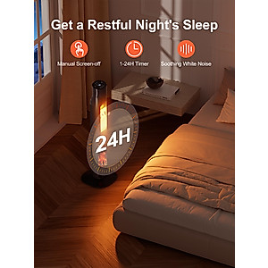 Uthfy Space Heaters for Indoor Use, 32" Electric Heater With Flame for 400 Sq.ft Large Room, 1500W Portable Tower Ceramic Room Heater With 24 H Timer, Remote, 80°Oscillation, 3 Modes for Bedroom