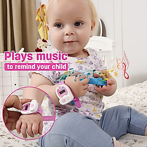 SKYROKU Potty Training Watch for Toddlers – Cute Toilet Shape, Music & Light Reminders, 3 Songs, Countdown Timer, Replaceable Battery, Silicone Strap – Easy Setup & Safe for Kids(Pink)