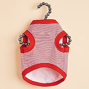 HonpraD Girl Dog Clothes Large Breed British Cotton Vest Dog Style Breathable Cat T-Shirt Striped Sleeveless Pet Clothes