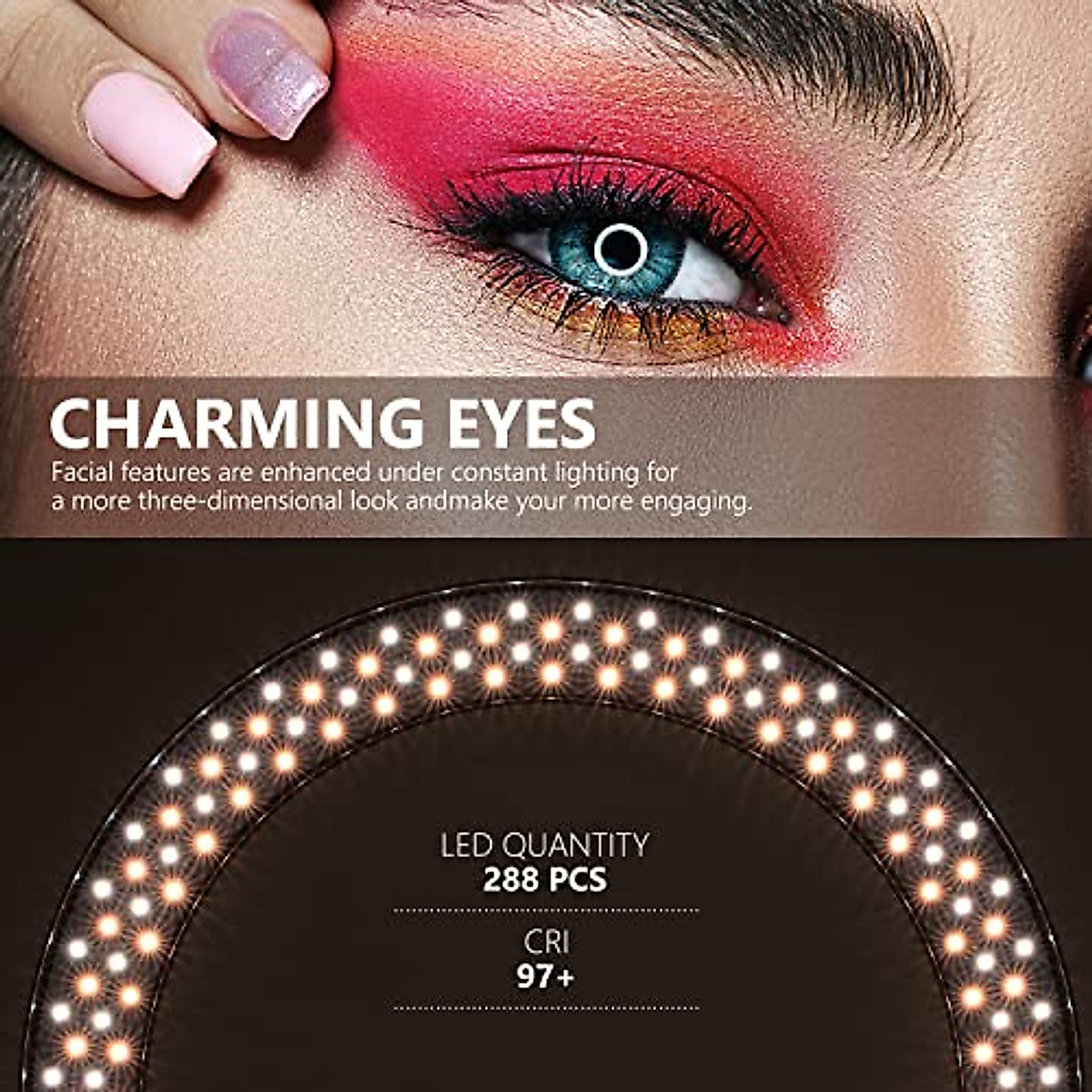 Neewer 18-inch RGB Ring Light with APP Control, Dimmable Bi-Color 3200K-5600K CRI 97+ LED Ring Light with Stand, 0-360 Full Color, 9 Scenes Effect for Selfie/Makeup/Party/Vlog/YouTube/Photography