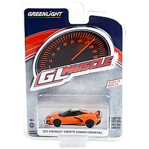 2021 Chevy Corvette Stingray Convertible Sebring Orange Metallic Greenlight Muscle Series 26 1/64 Diecast Model Car by Greenlight 13310 F
