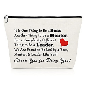 Mentor Appreciation Gift Boss Thank You Gifts Makeup Pouch Bag Leader Boss Day Gift Retirement Birthday Gift for Boss Lady Manager Office Farewell Gifts Leaving Away Gift New Job Gift Christmas Gift