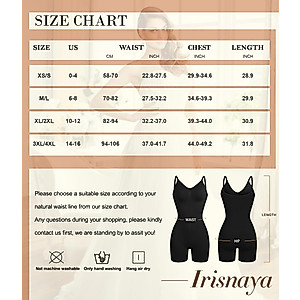 Irisnaya Women Slimming Bodysuits Shapewear Tops Tummy Control Body Shaper Spaghetti Strap Camisole Leotards Bodycon Jumpsuit (Black Mid Thigh, X-Small/Small)